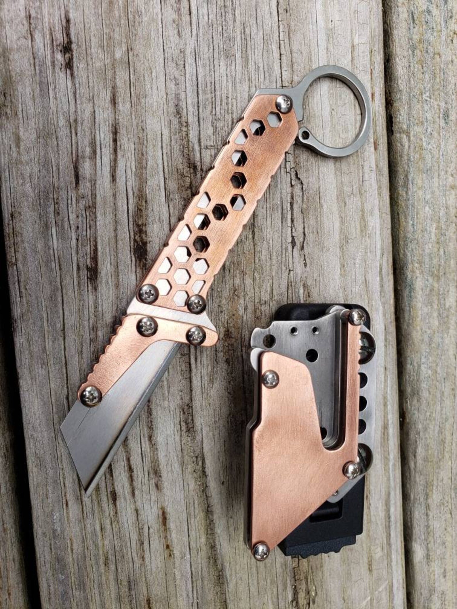 Hexed Karambit Copper Scales Utility Knife Fixed Blade Razor - Etsy