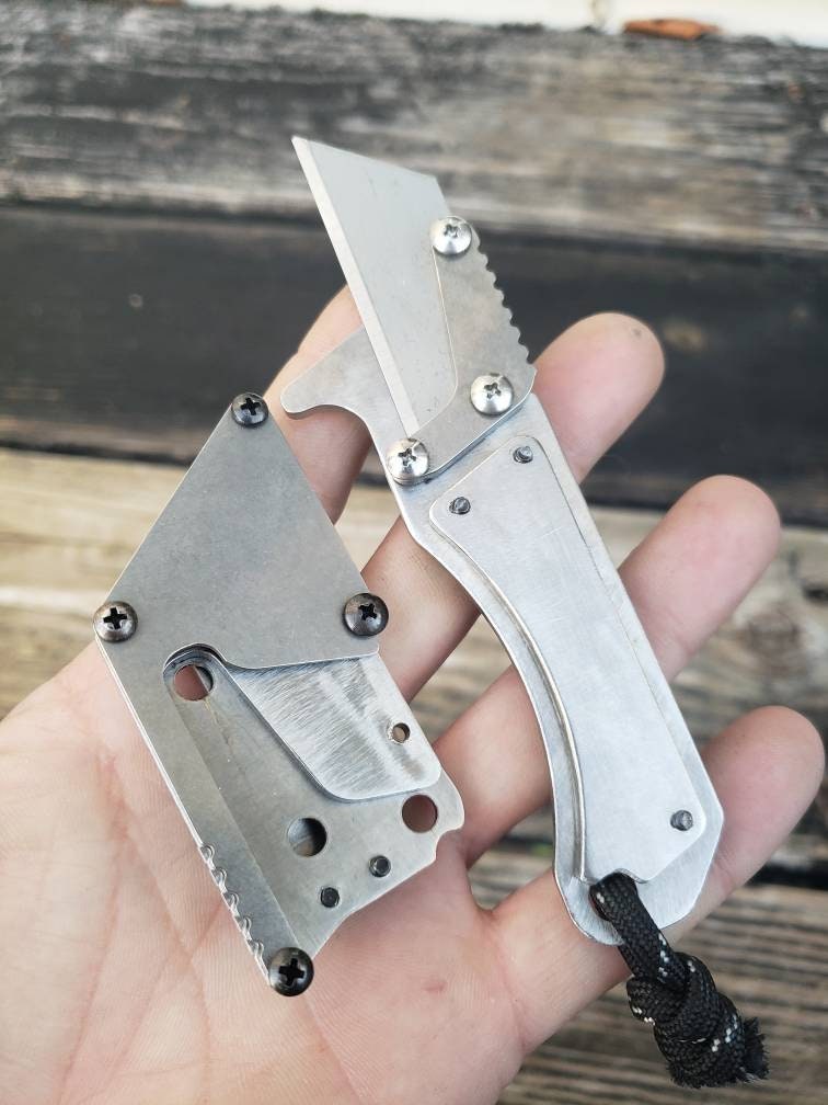 Utility Knife Fixed Blade Razor Unique Custom Stainless Steel | Etsy