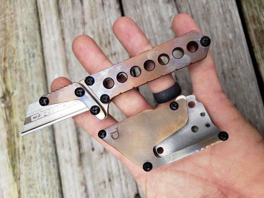 Utility Knife Fixed Blade Razor Unique Custom Stainless Steel | Etsy