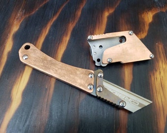 Copper Scales Utility Knife Fixed Blade Razor Unique Stainless | Etsy