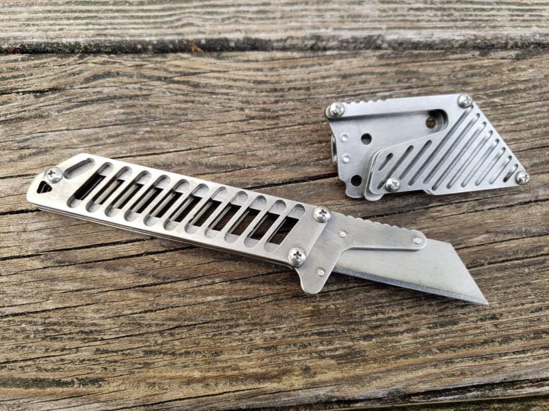 Utility Knife Fixed Blade Razor Unique Custom Stainless Steel Handle ...