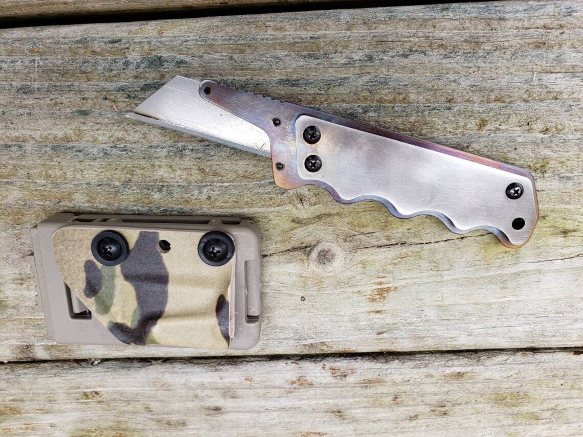 Utility Knife Fixed Blade Razor Unique Custom Stainless Steel | Etsy