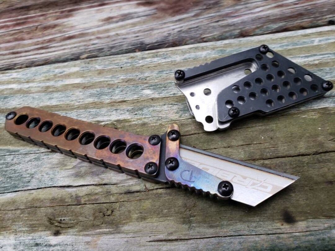 Utility Knife Black Oxide Fixed Blade Razor Unique Custom Stainless ...