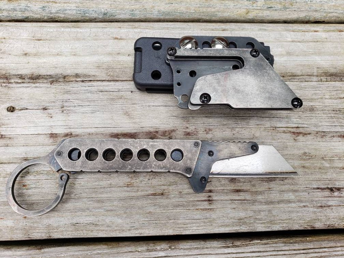 Utility Knife Karambit Black Oxide Fixed Blade Razor Unique | Etsy