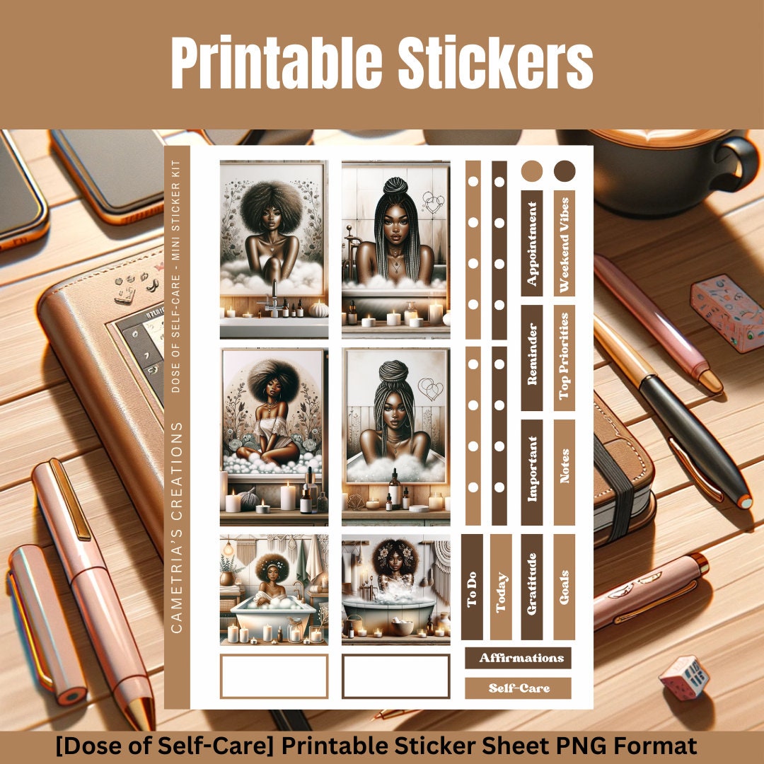 Printable Planner Stickers, Cut Files, Cricut PNG, Dose of Self-care - Etsy