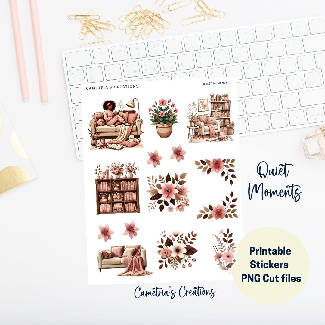 Printable Sticker Sheets - Pre-cropped PNG Files for Crafts, Planners ...