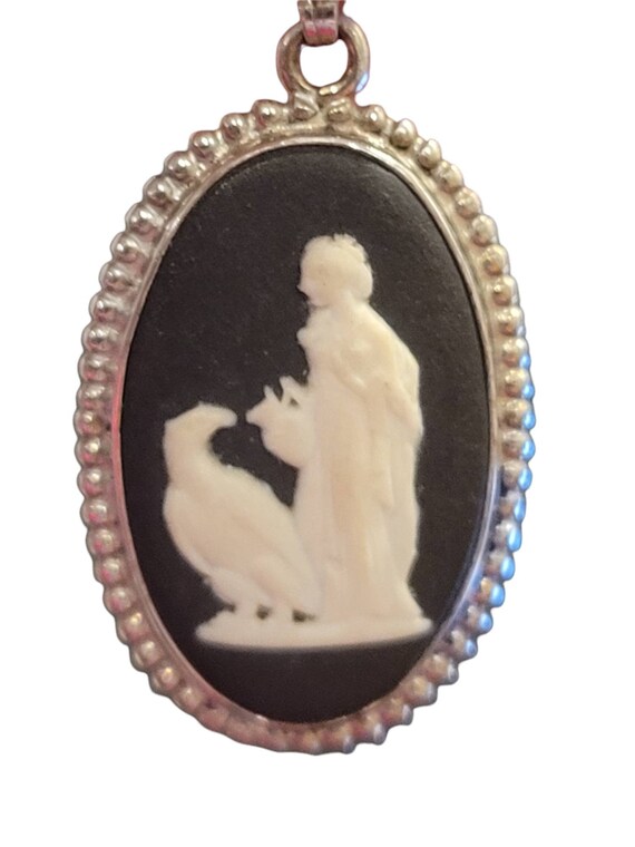 Vintage Wedgwood Black Jasperware Cameo Pendant Woman… - Gem