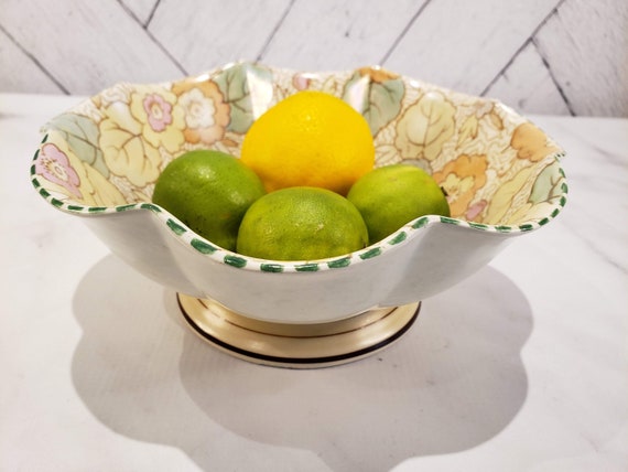 1930s English Art Deco Tuscan Decoro Pottery Footed Bowl - Etsy