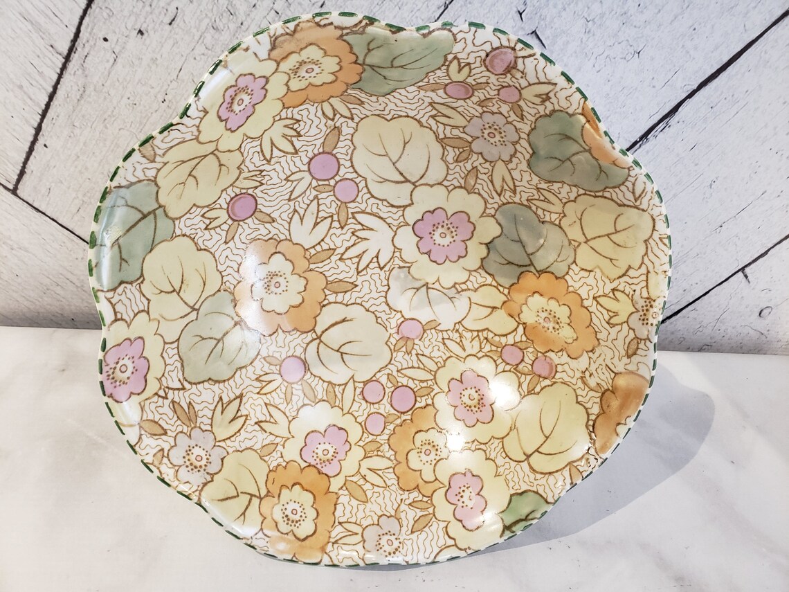 1930s English Art Deco Tuscan Decoro Pottery Footed Bowl | Etsy