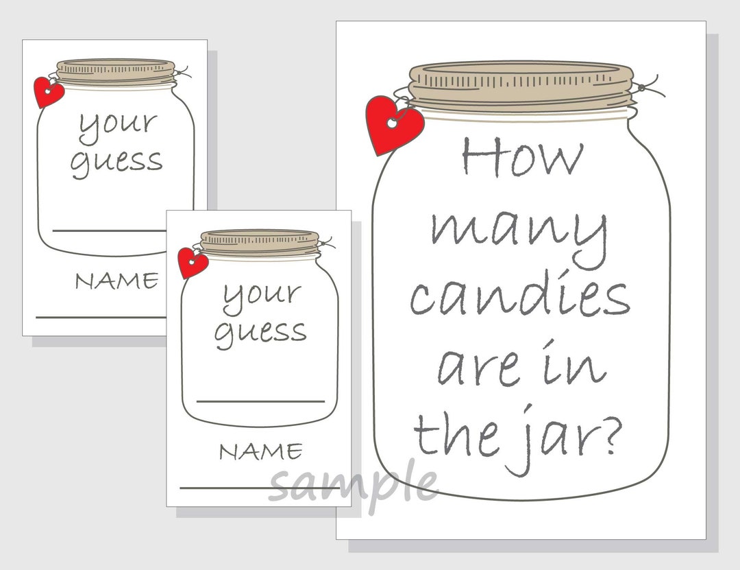 How Many Candies Are in the Jar? Printable Game - Candy - Mason Jar ...