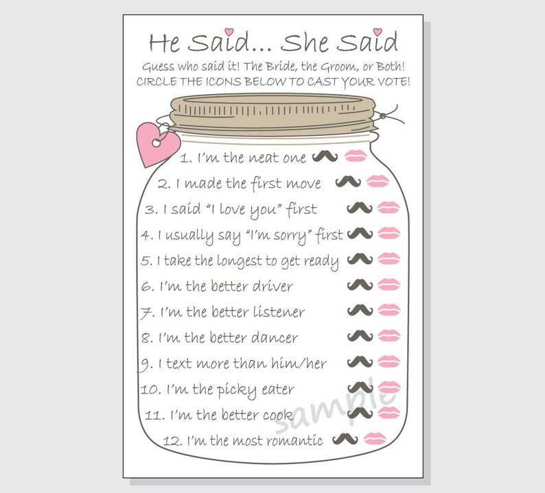 Free Printable Bridal Shower Games He Said She Said P - vrogue.co Free Printable Bridal Shower Games He Said She Said P - vrogue.co