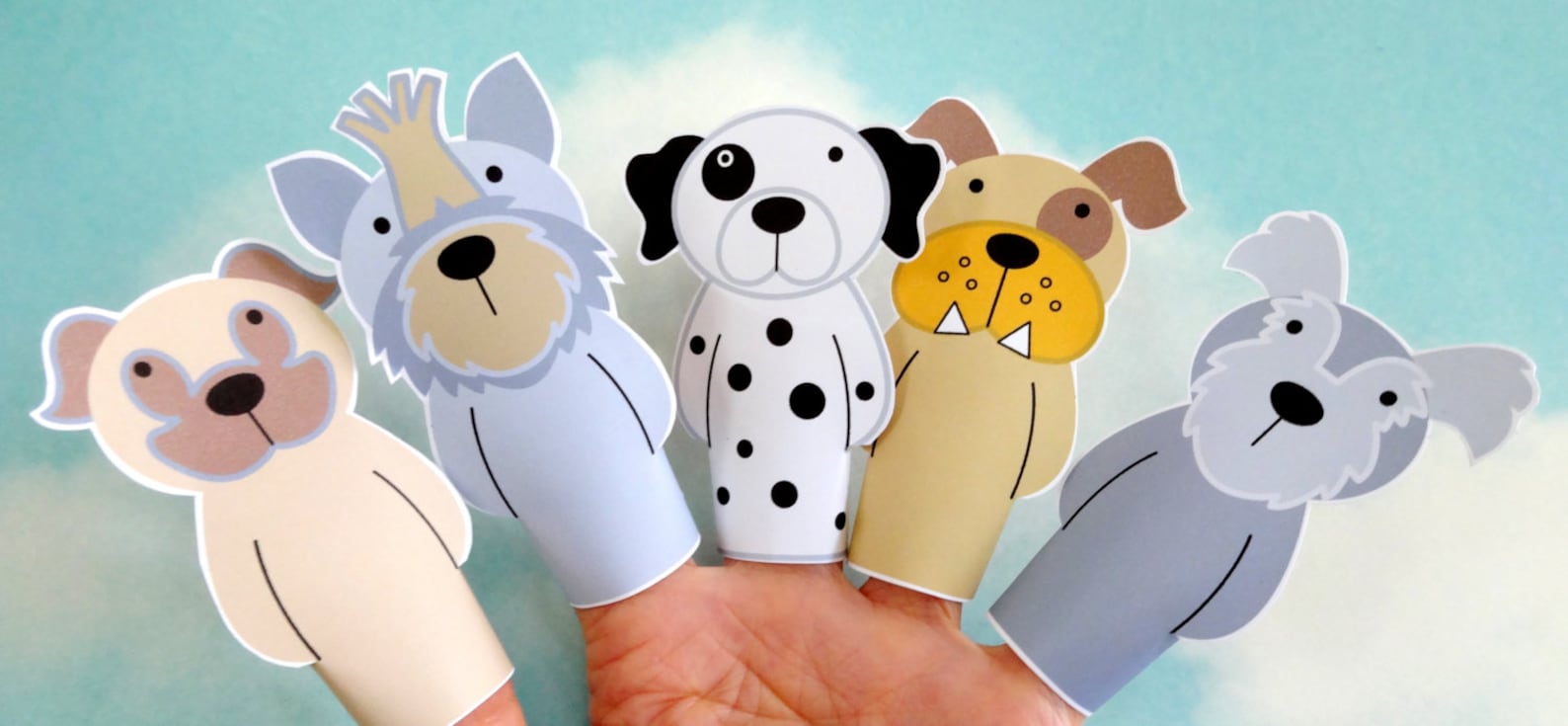 Dog Finger Puppets Diy Printable Dog Breed Puppets Dalmatian Yorkie ...