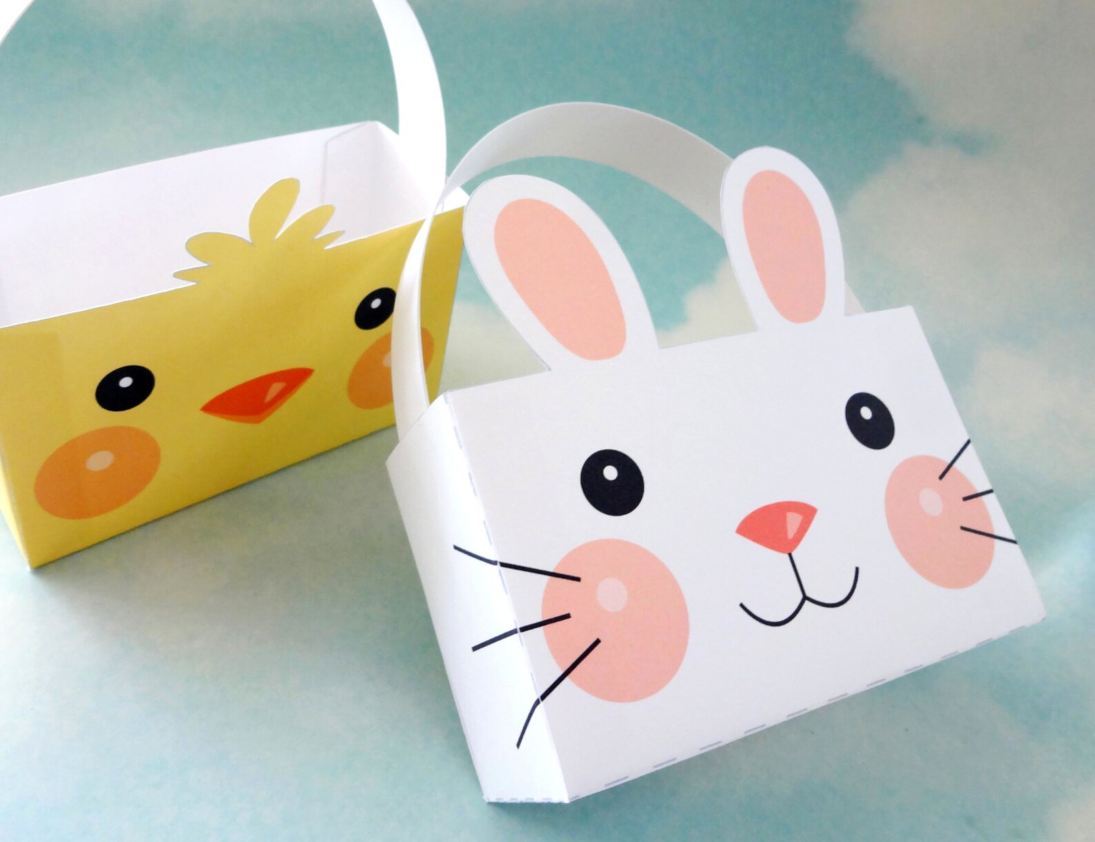 Easter Bunny Basket Chick Easter Basket Gift Box Template | Etsy Canada