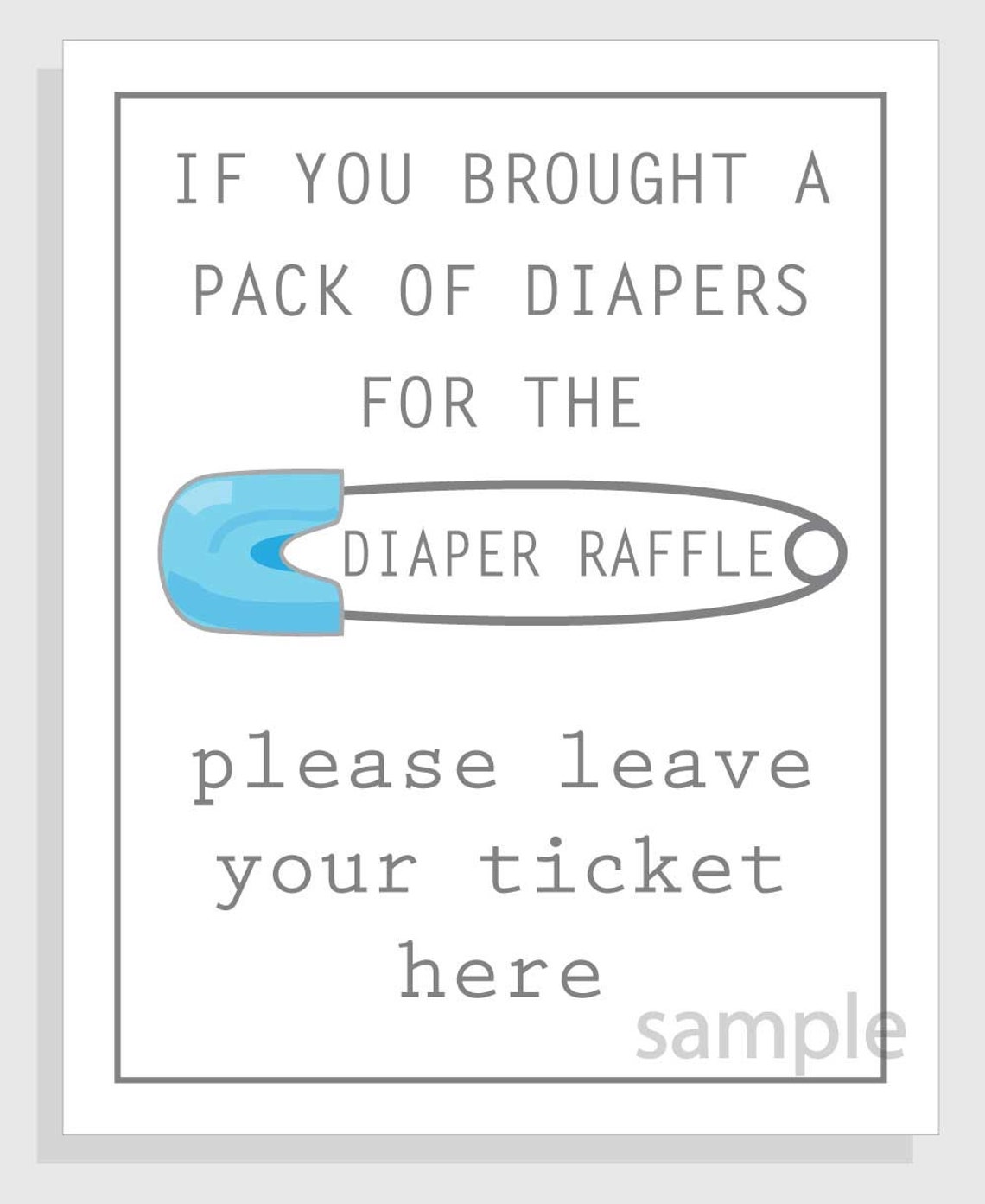 Diaper Raffle Tickets Sign Printable Baby Shower Game Sign - Etsy