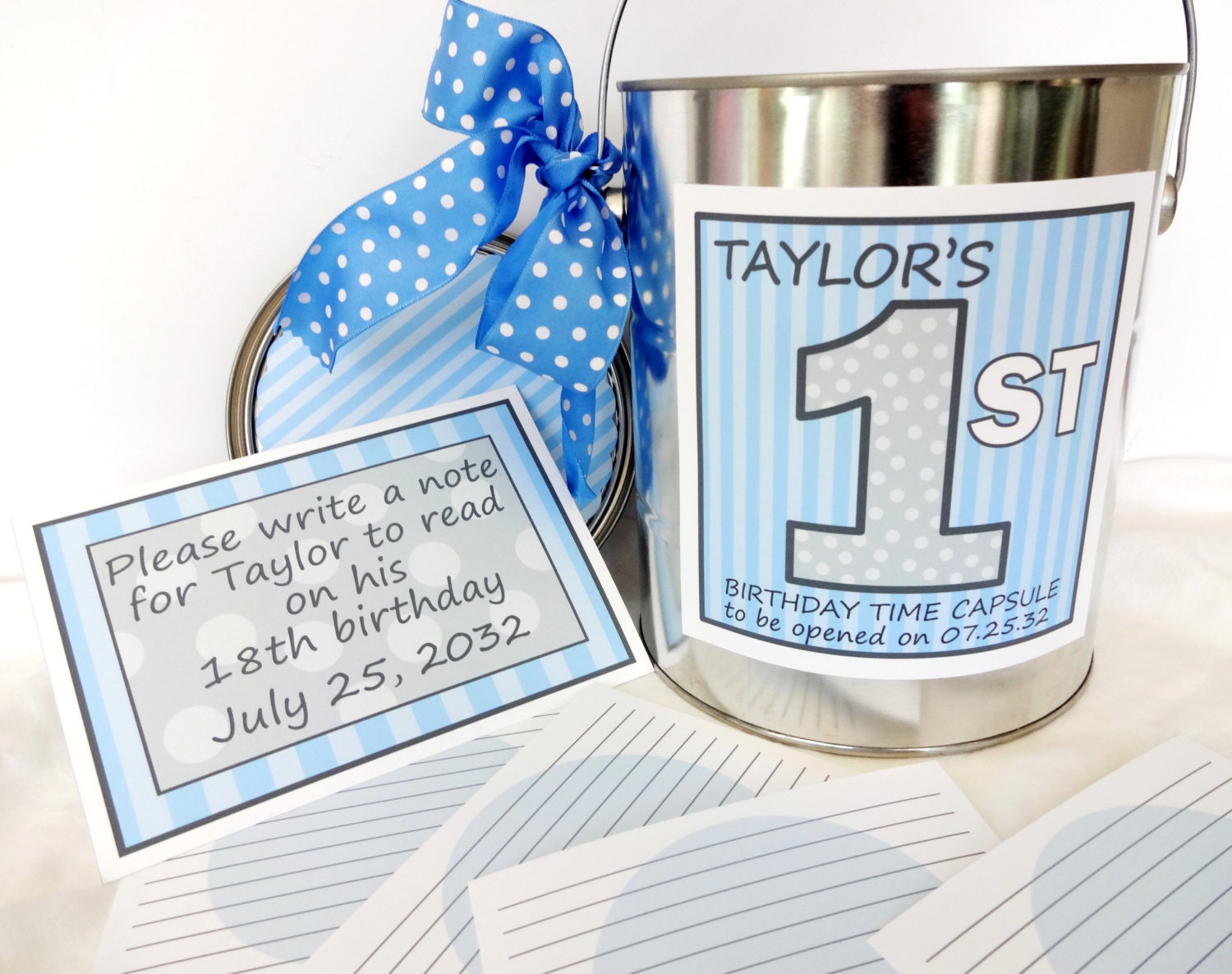 DIY First Birthday Time Capsule Printable Set for Boys Blue | Etsy