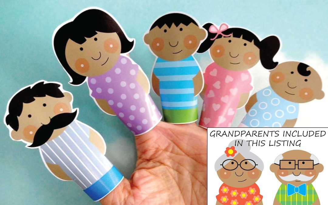 DIY Printable Finger Puppet Family PDF Printable Download - Daddy Mommy ...