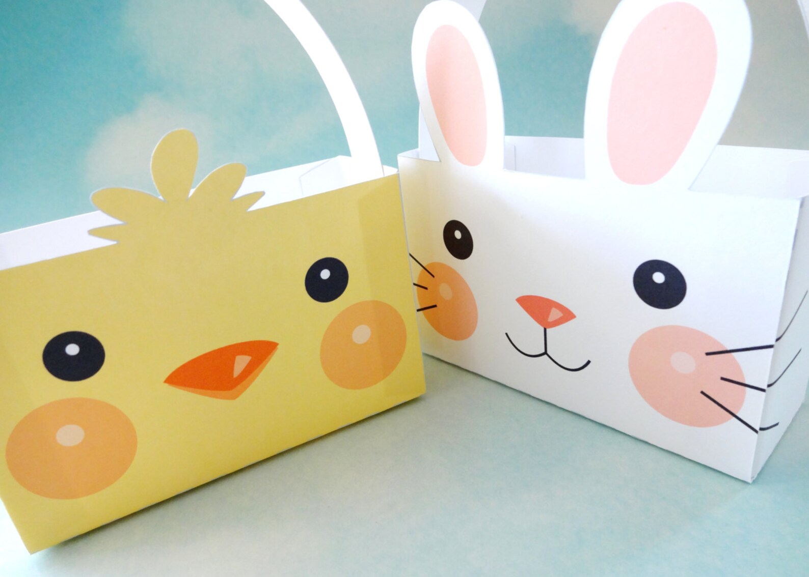 Easter Bunny Basket Chick Easter Basket Gift Box Template | Etsy Canada