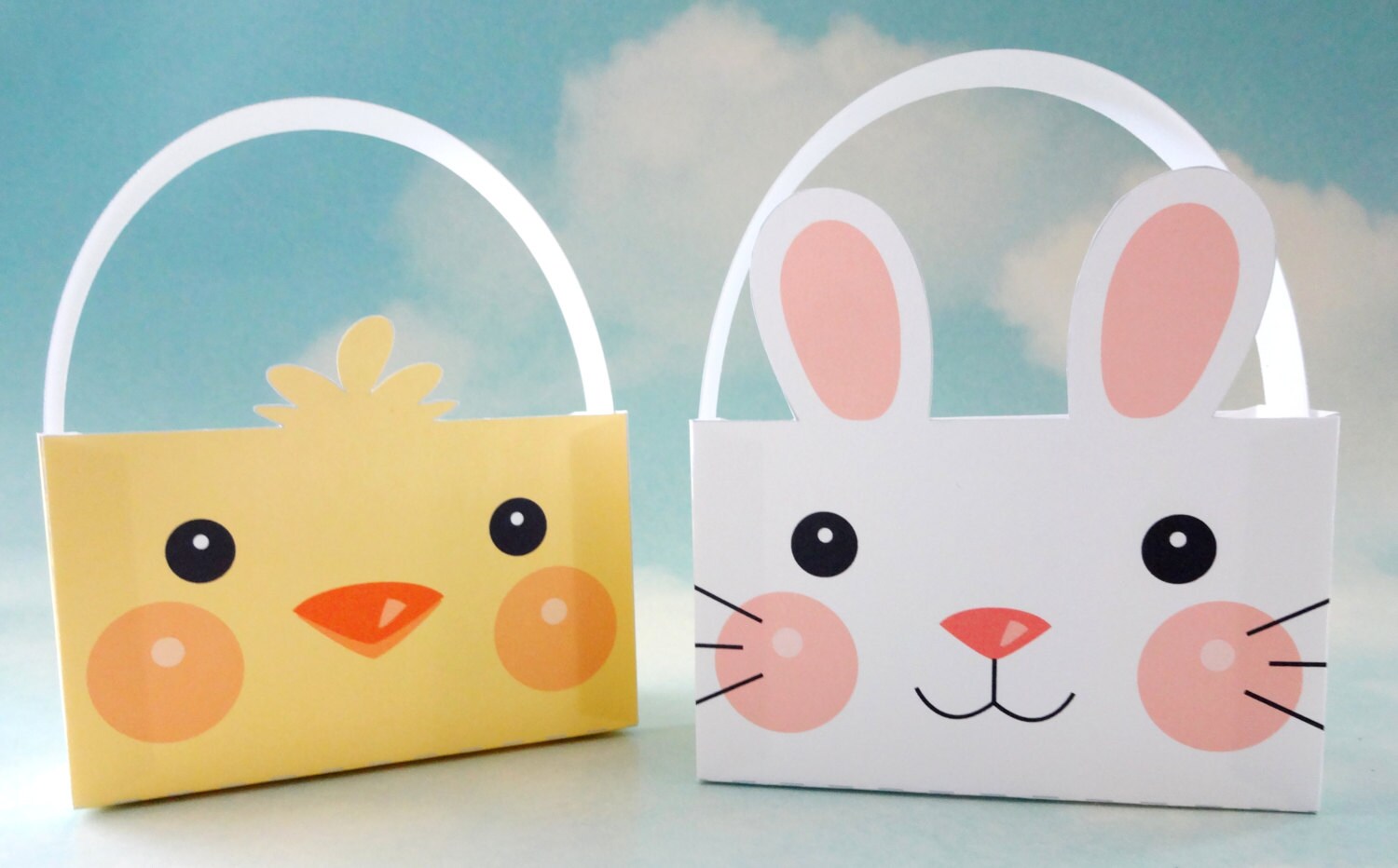 Easter Bunny Basket Chick Easter Basket Gift Box Template | Etsy Canada