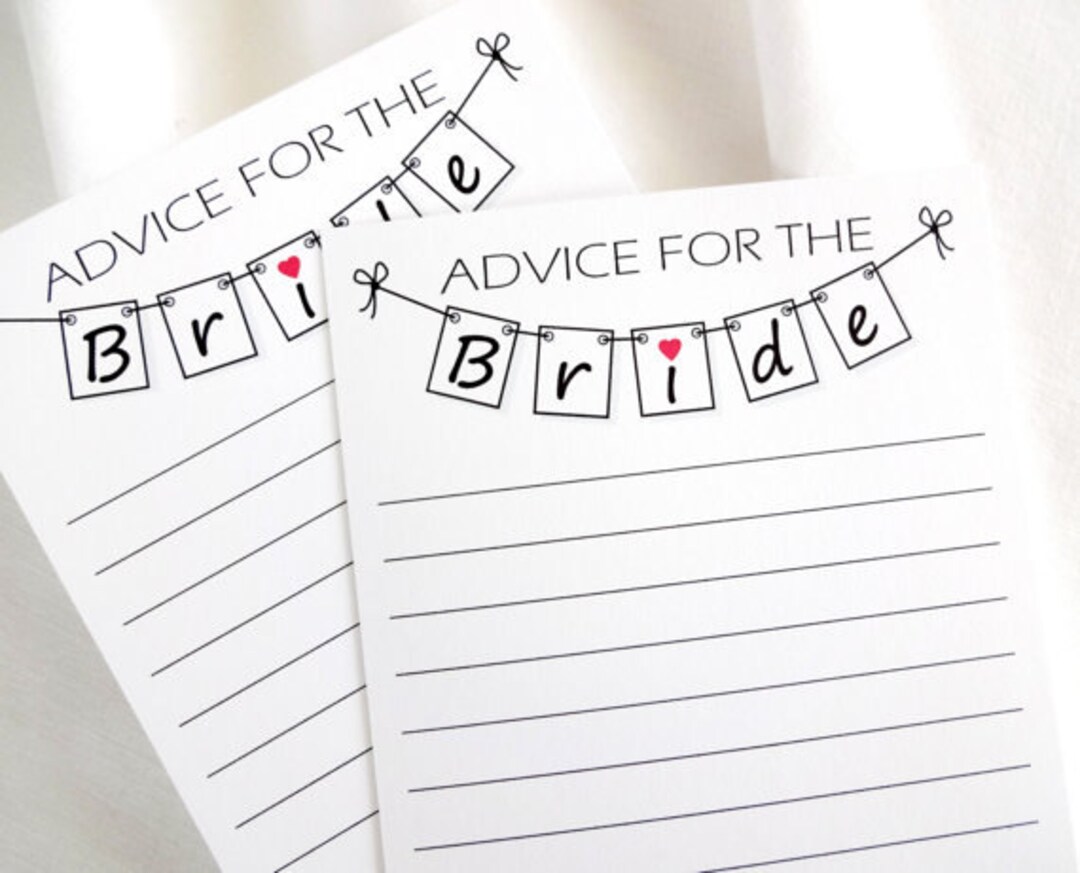 DIY Advice for the Bride Printable Cards for a Bridal Shower - Etsy