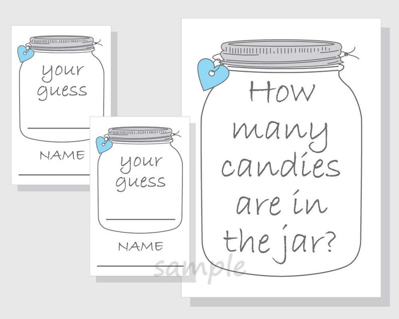 How Many Candies Are In The Jar Printable Game Candy Etsy