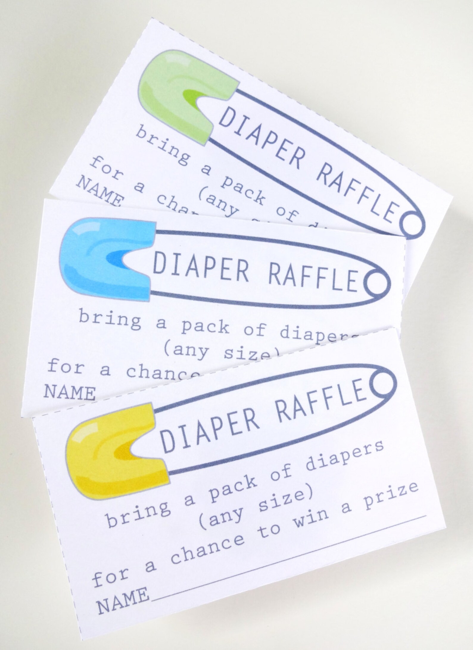 Diaper Raffle Ticket Printable Insert for a Baby Shower - Boy, Girl or ...