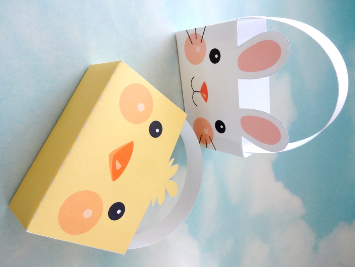 Easter Bunny Basket Chick Easter Basket Gift Box Template | Etsy Canada