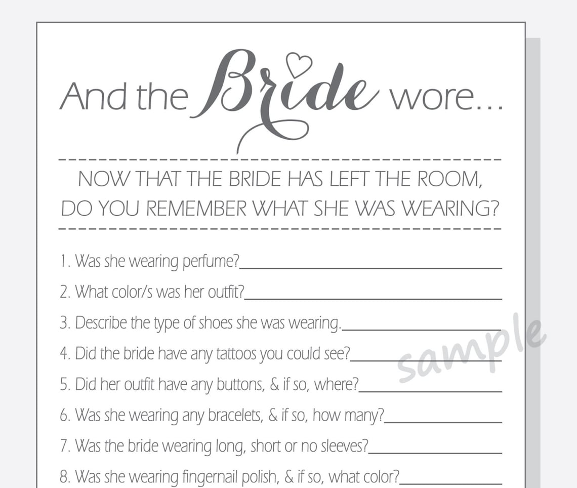 DIY and the Bride Wore... Printable Cards - Bridal Shower Game ...