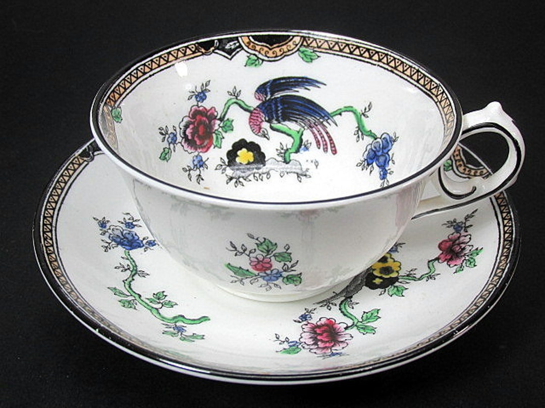 Melba Tea Teacup Cup & Saucer C1930's Paradise Bird Floral Decor - Etsy