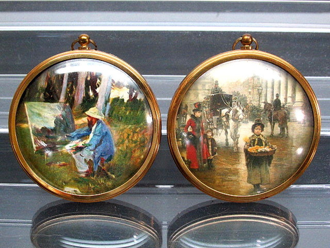 Pair of Vintage Peter Bates Miniature Hanging Print Plaques - Etsy