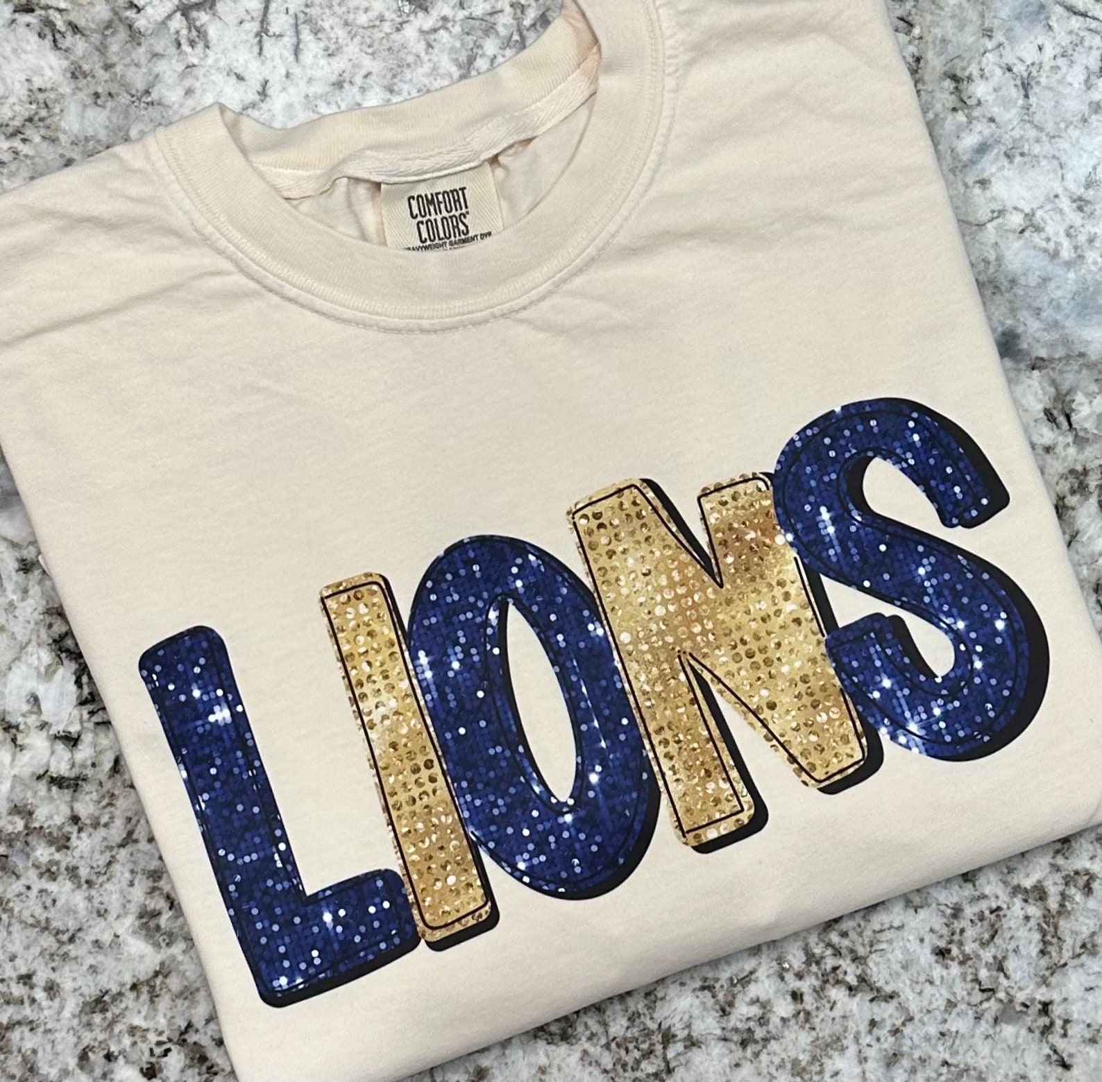 Lions Gold Navy Faux Sequin, Back to School Shirts, Bcs School Spirit ...
