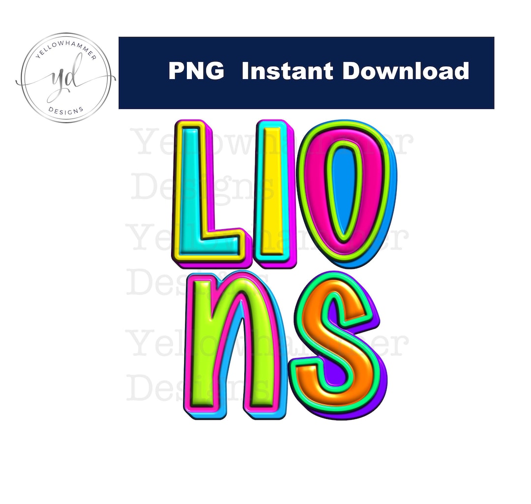 Lions School Mascot PNG Instant Download, School Spirit Lions Vintage ...