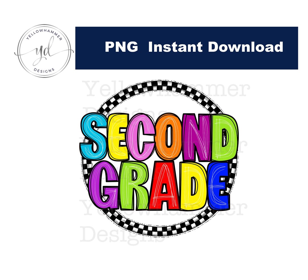 Second Grade PNG, 2nd Grade Design Instant Download, 1st Day of School ...