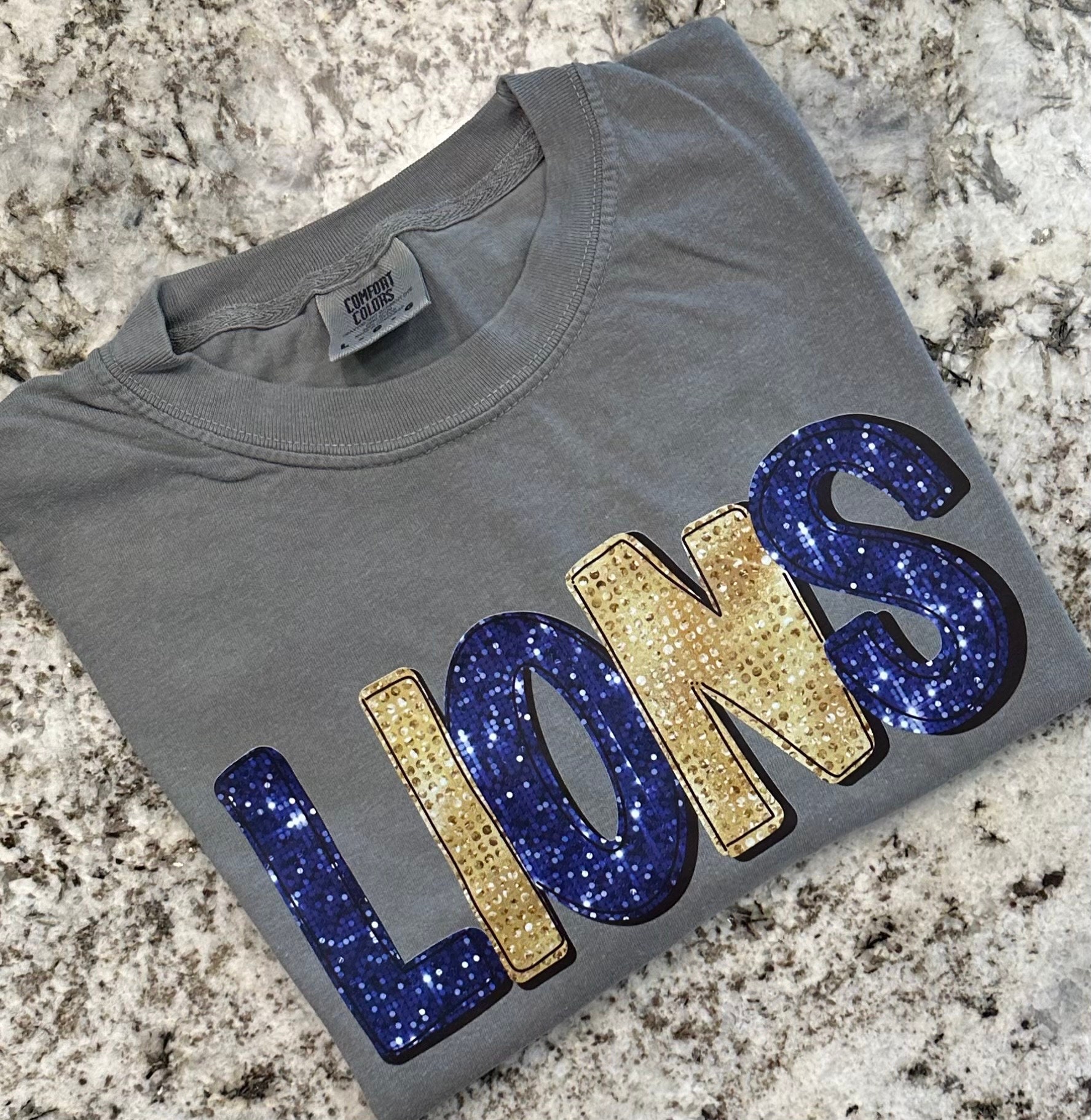 Lions Gold Navy Faux Sequin, Back to School Shirts, Bcs School Spirit ...