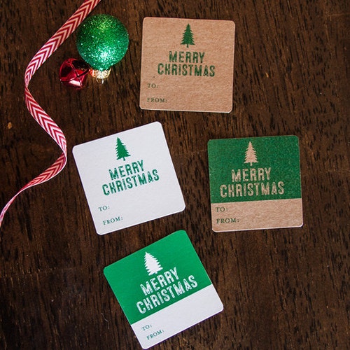 Printable Christmas Gift Tags in Red and Green Chevron With | Etsy