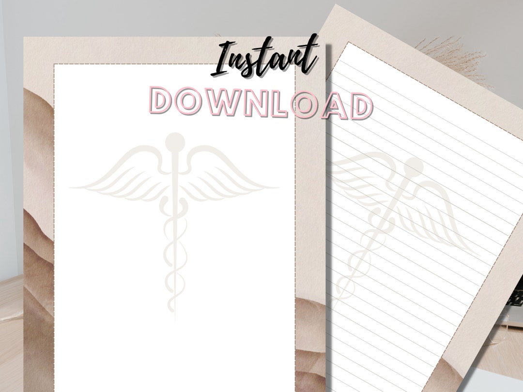 Neutral Caduceus Healthcare Printable Stationery HP-PS100H | Masculine ...