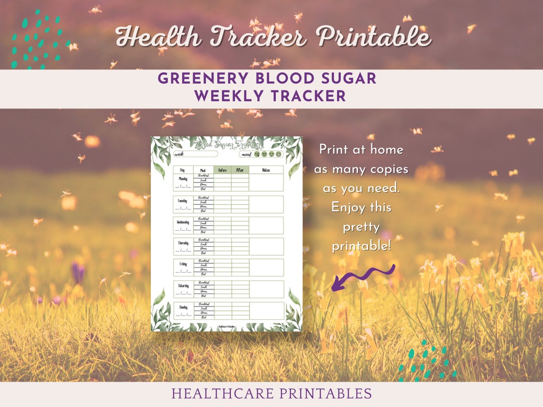 Pretty Blood Sugar Tracker Hp-bs100c | Greenery Themed Blood Glucose ...