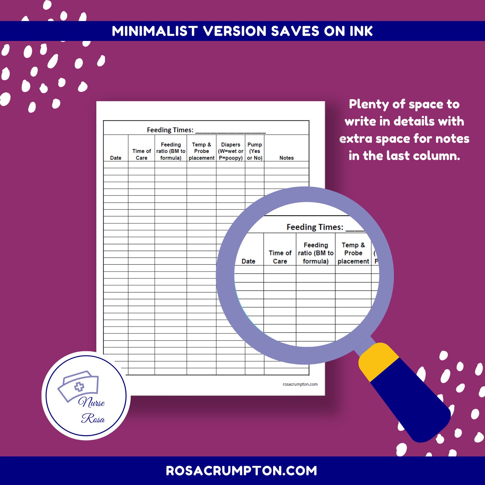 Printable NICU to Home New Baby Tracker Tube Feeding Daily Chart ...