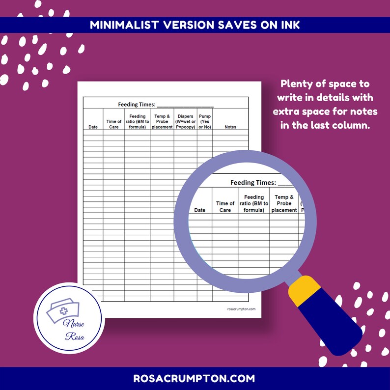 Printable NICU to Home New Baby Tracker Tube Feeding Daily Chart ...