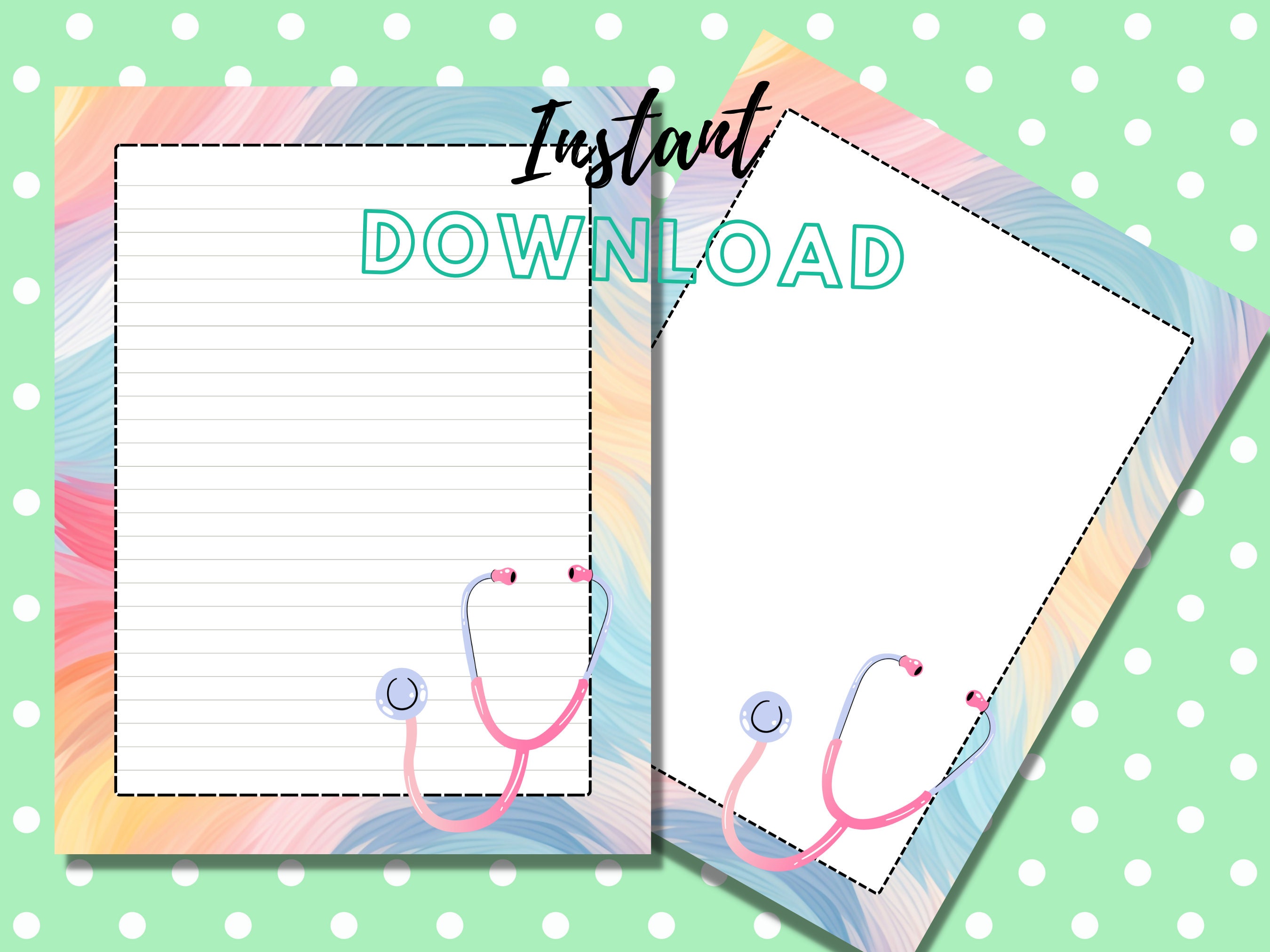 Pastel Nurse Printable Stationery HP-PS100B | From the Desk of Lined ...