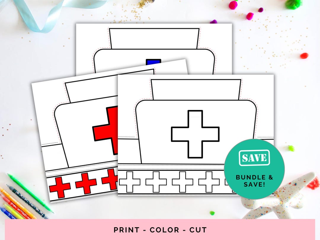 Nurse Hat Cap Printable BUNDLE, Nurse Week Month Digital PDF, Kids ...