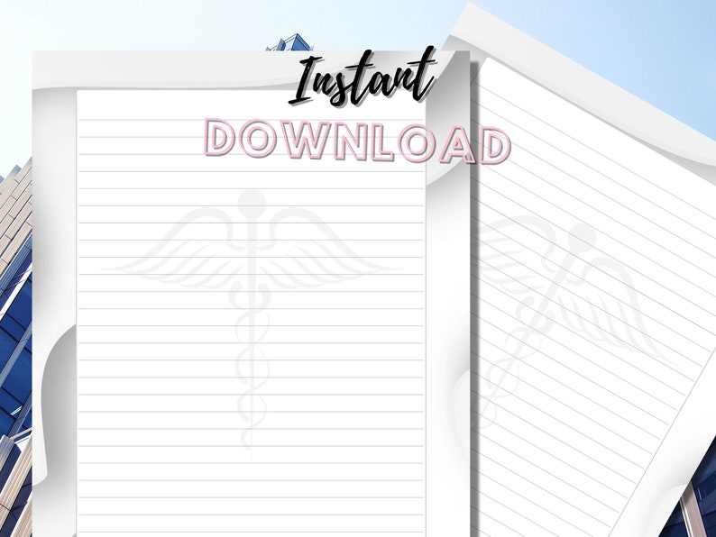 Modern Caduceus Healthcare Printable Stationery HP-PS100J | Masculine ...