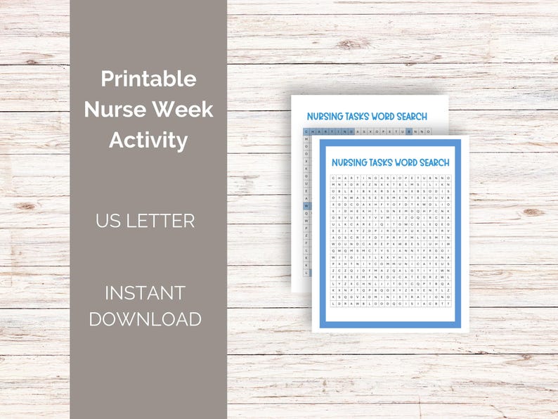 Nursing Tasks Word Search Printable, Nurse Week Activity Game Digital ...