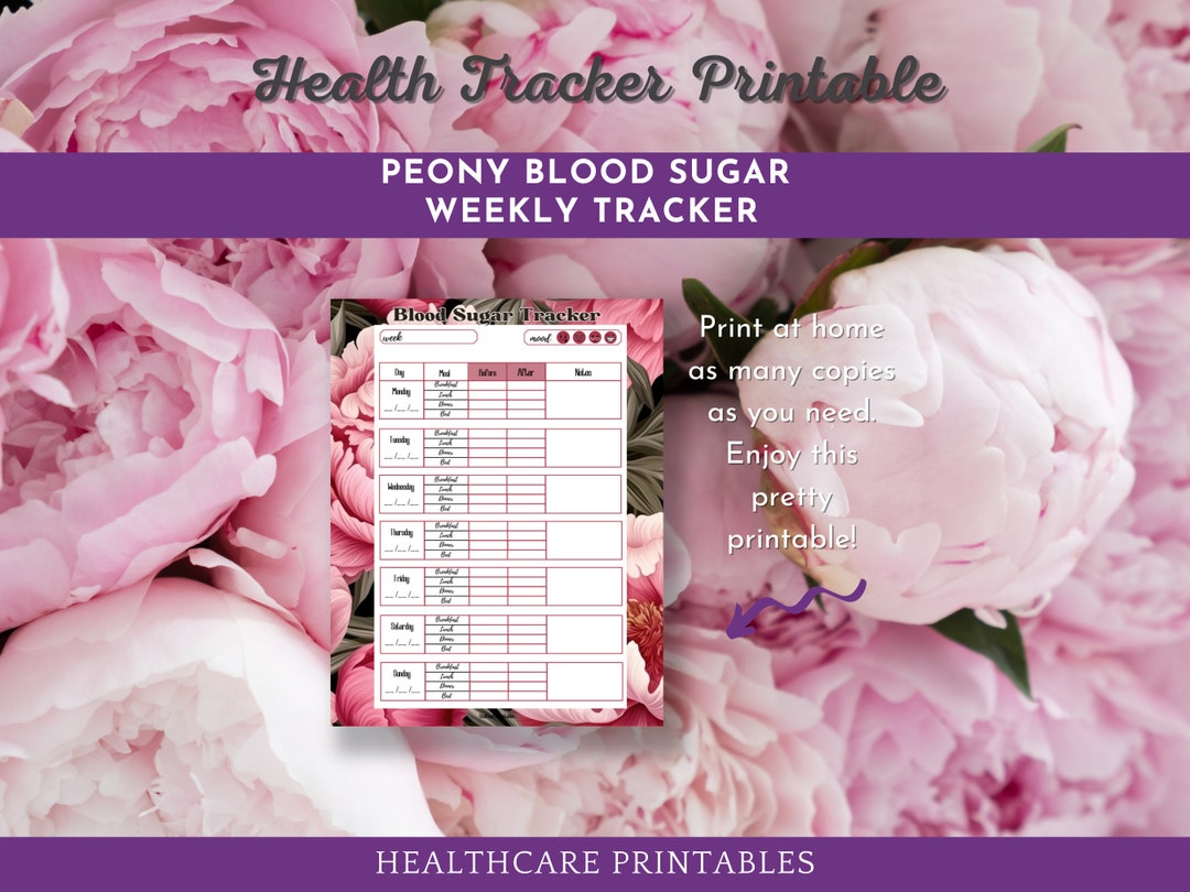 Pretty Peony Blood Sugar Tracker Hp-bs100g | Floral Themed Blood ...