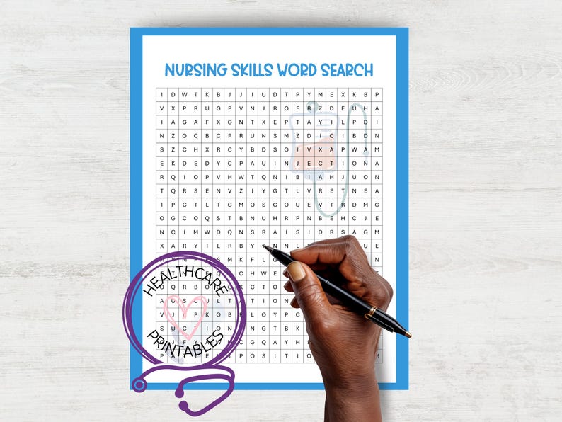 Nursing Skills Word Search Printable, Nurse Week Activity Game Digital ...