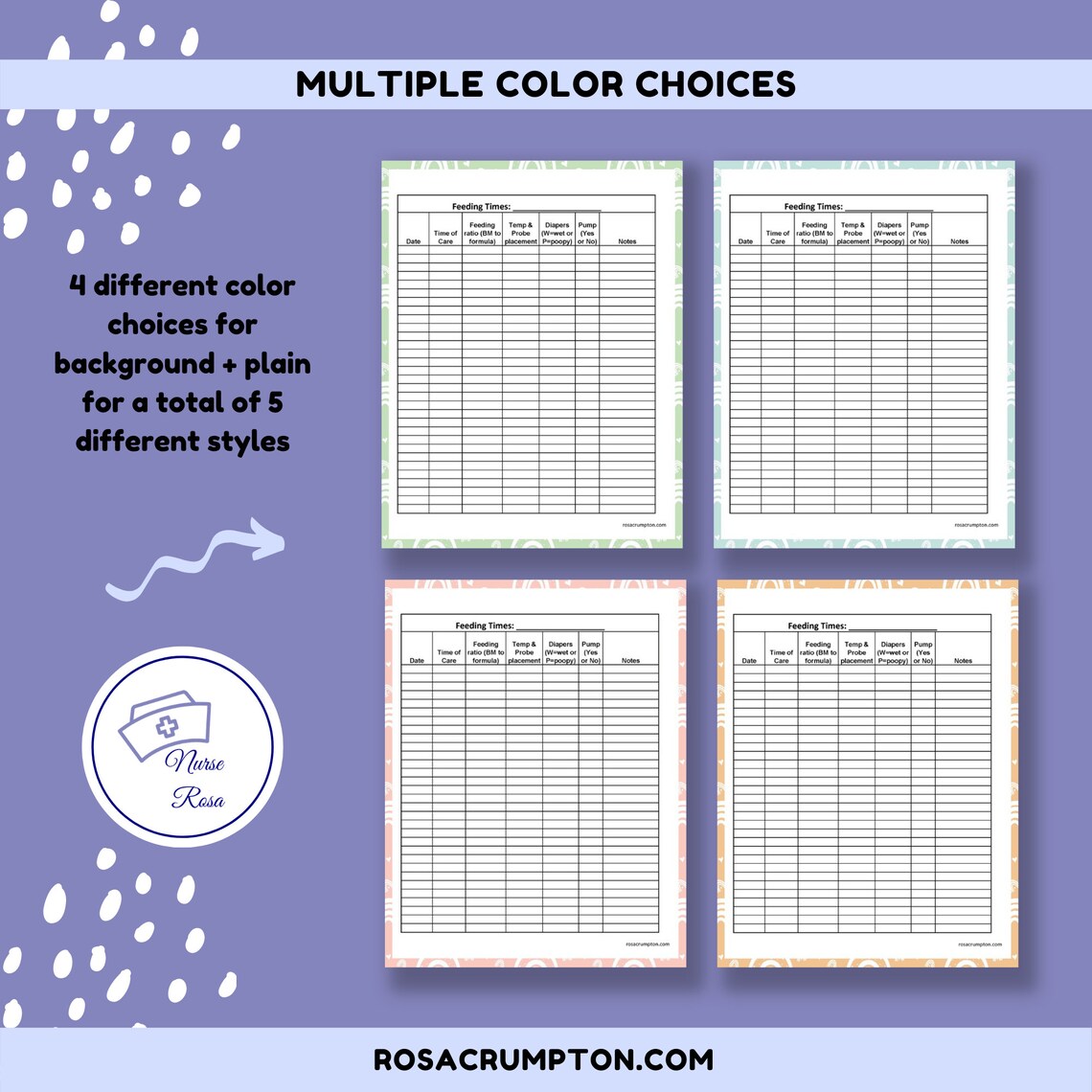 Printable NICU to Home New Baby Tracker Tube Feeding Daily Chart ...