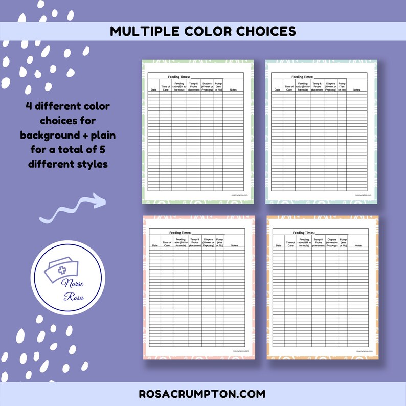 Printable NICU to Home New Baby Tracker | Tube Feeding | Daily Chart ...
