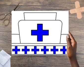 Nurse Hat Cap Printable Coloring Sheet, Nurse Week Month Digital Page ...