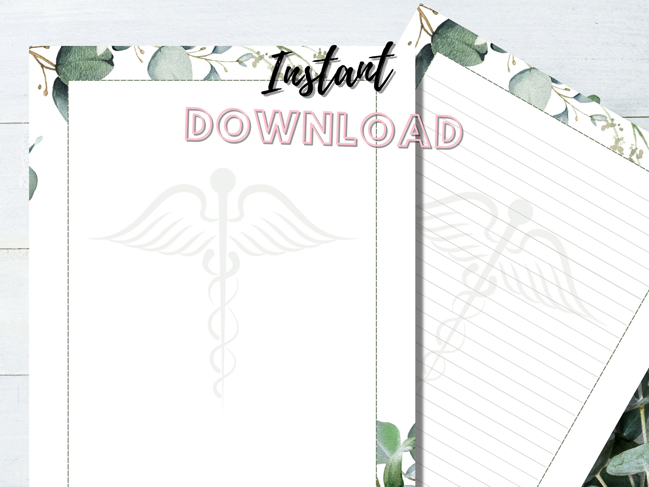 Eucalyptus Green Caduceus Healthcare Printable Stationery HP-PS100I ...