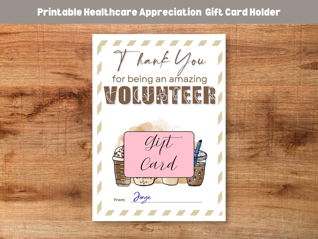 Volunteer Coffee Appreciation Gift Card Holder | Gift Card Holder ...