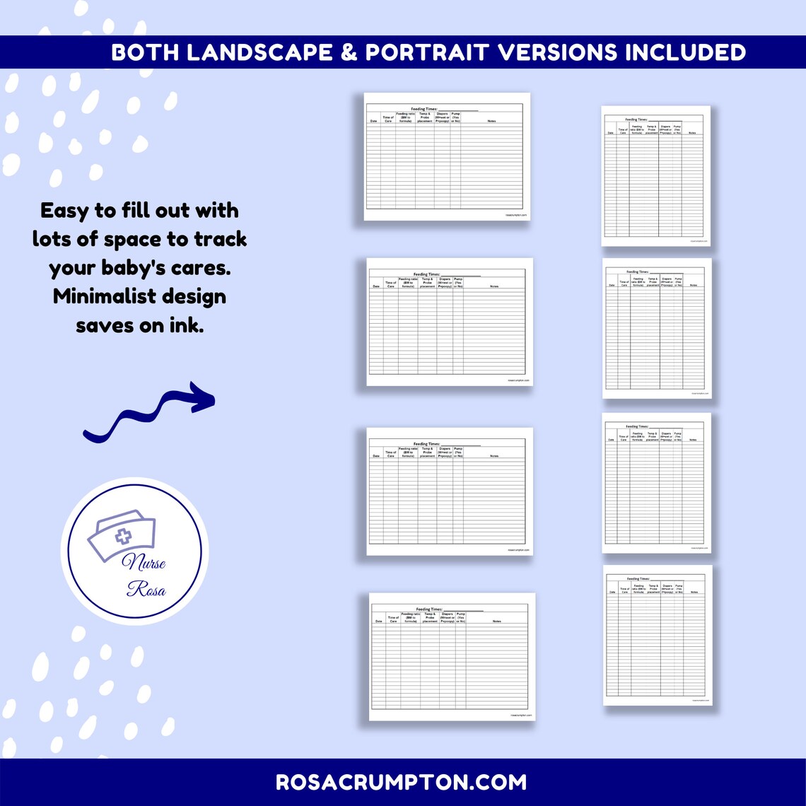 Printable NICU to Home New Baby Tracker | Tube Feeding | Daily Chart ...